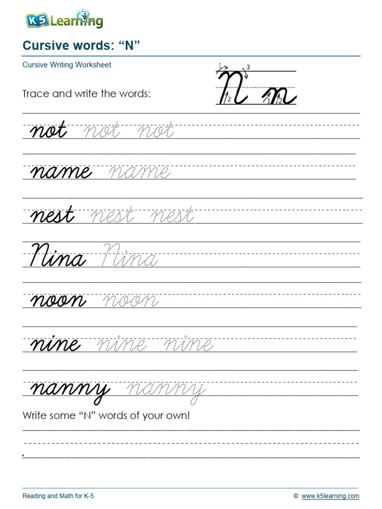 Handwriting Practice Words NN Printable | PDF