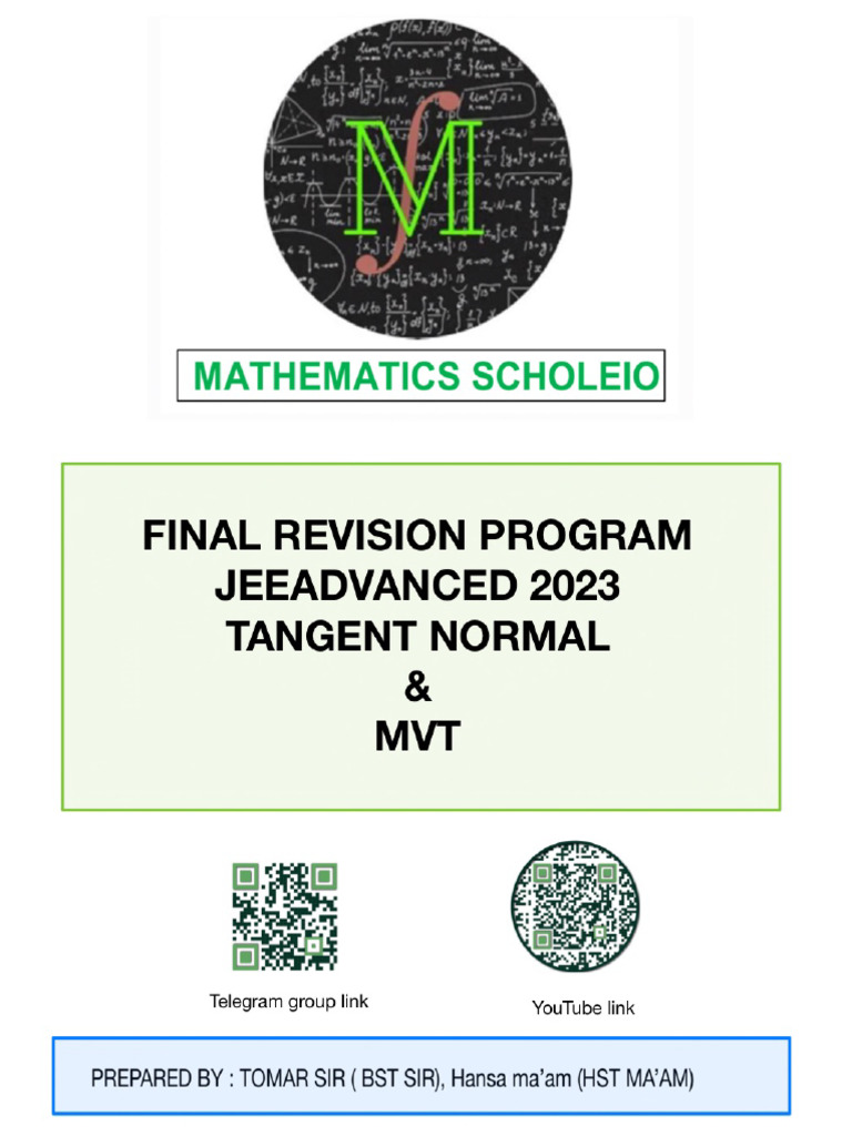 066) Tangent Normals MVT Worksheet | PDF