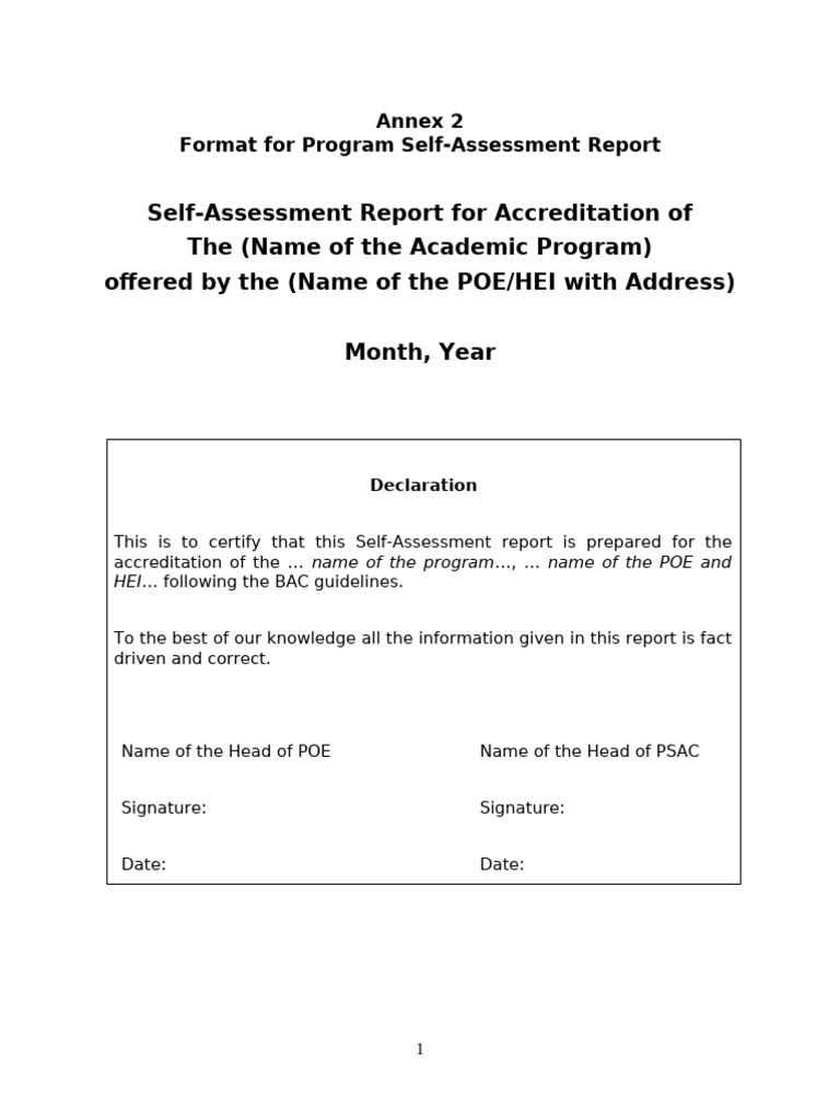 BAC Accreditation Self-Assessment Report | PDF | Strategic Planning ...