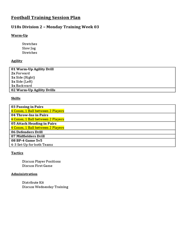 Football Training Session Plan | PDF