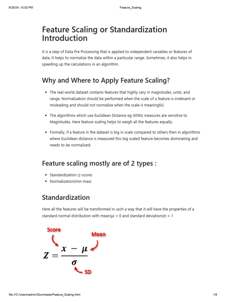 Feature Scaling | PDF