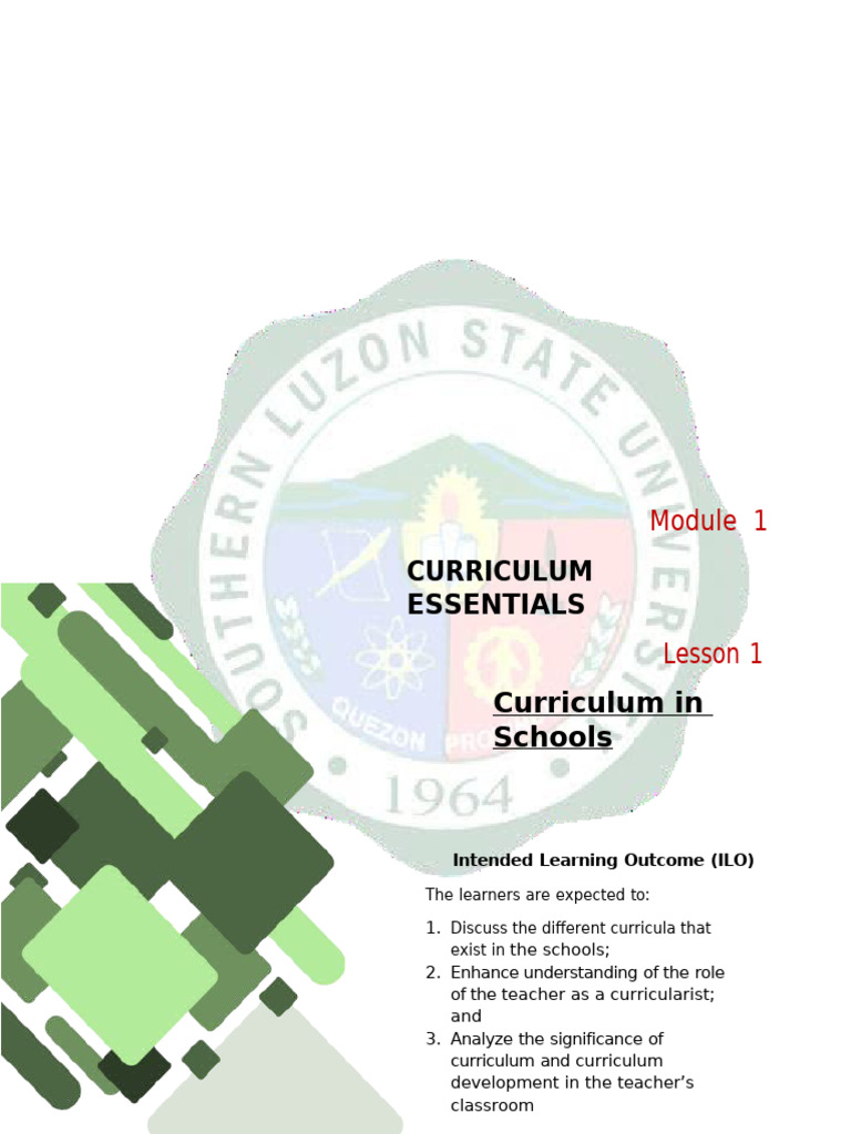 Module-1-Lesson-1-Curriculum-in-Schools | PDF