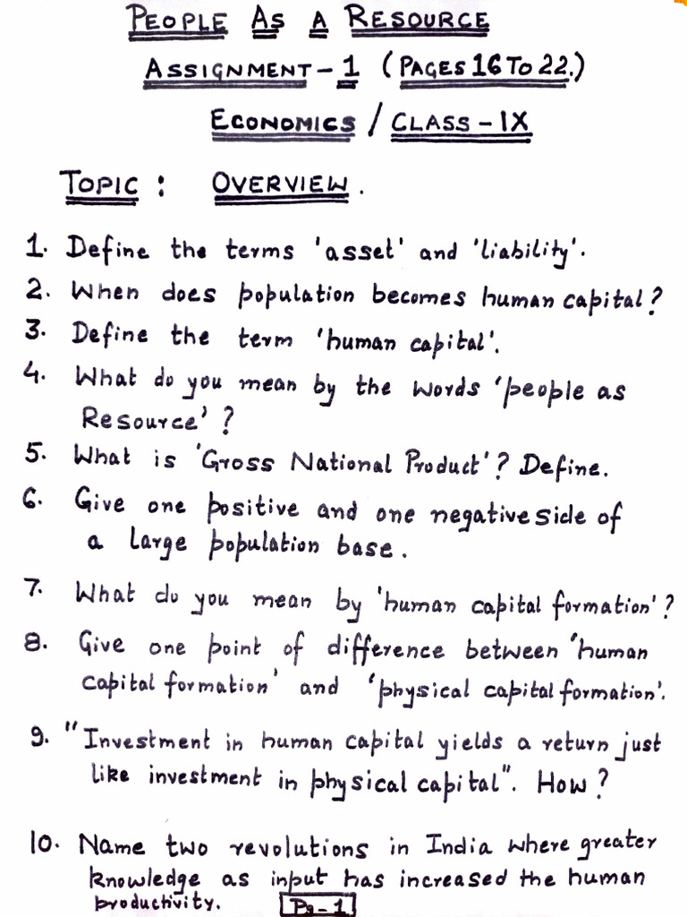 Eco Ch-2 (Assignment 1) Class 9 | PDF