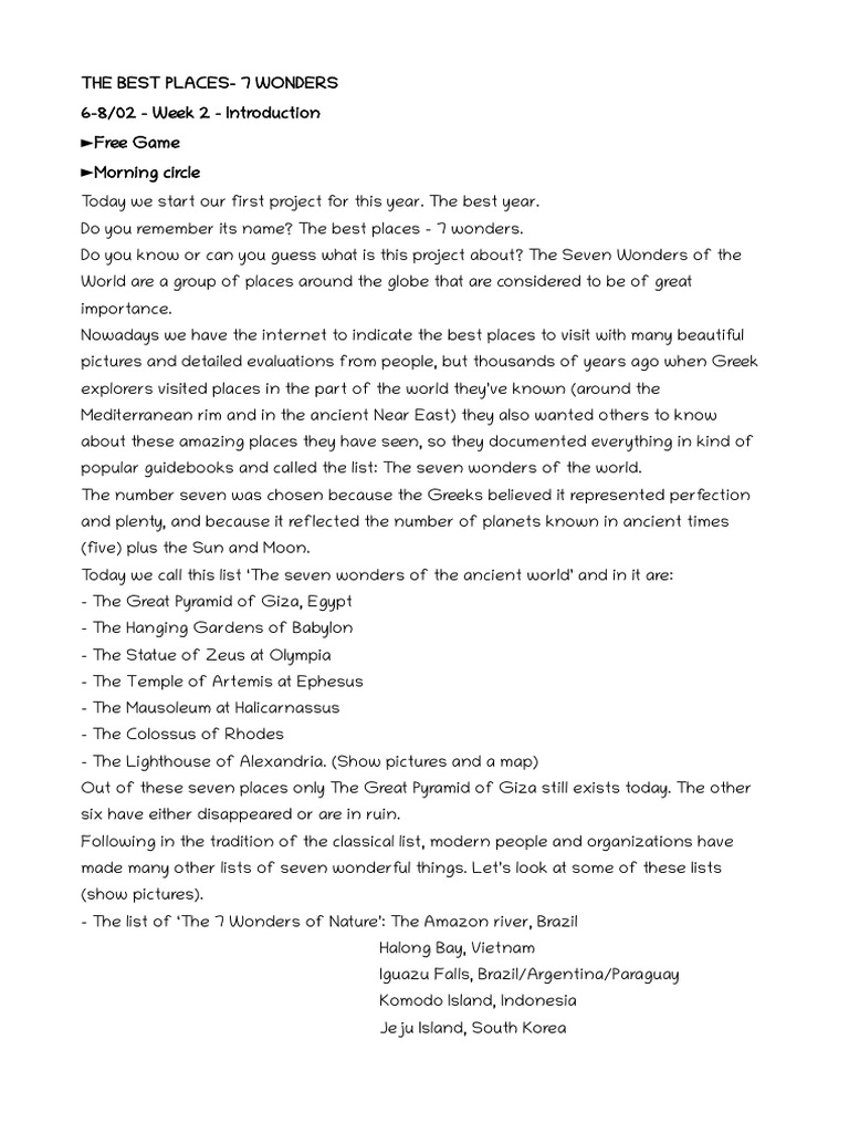 Week 2 - The 7 wonders project Introduction | PDF