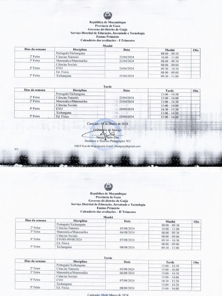 Calendário de Avaliaҫões-EP e AEJA 2024 - 124652 | PDF
