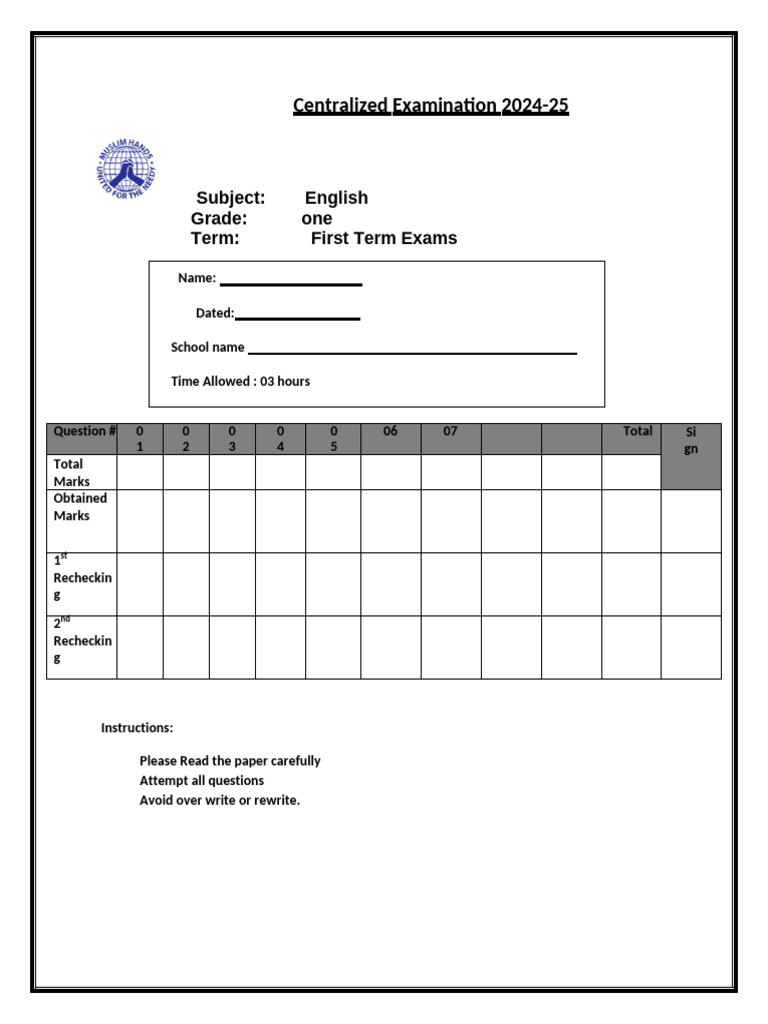Modal english paper grade 4 | PDF