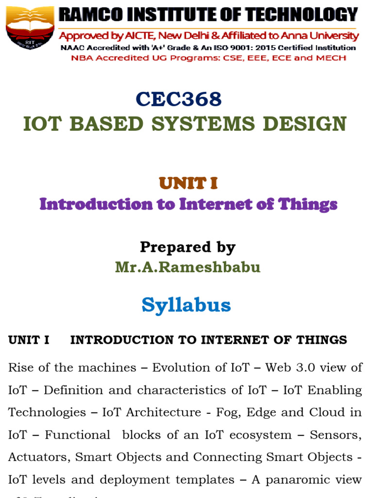 IoT - UNIT I | PDF