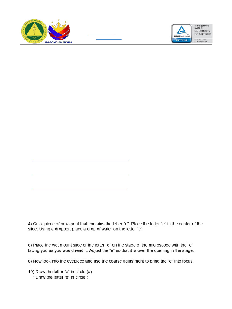 LABORATORY ACTIVITY 3 Bio 100 Microscopy and Magnification | PDF