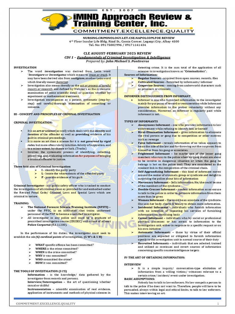 CDI1 Fundamentals of CI Intelligence | PDF