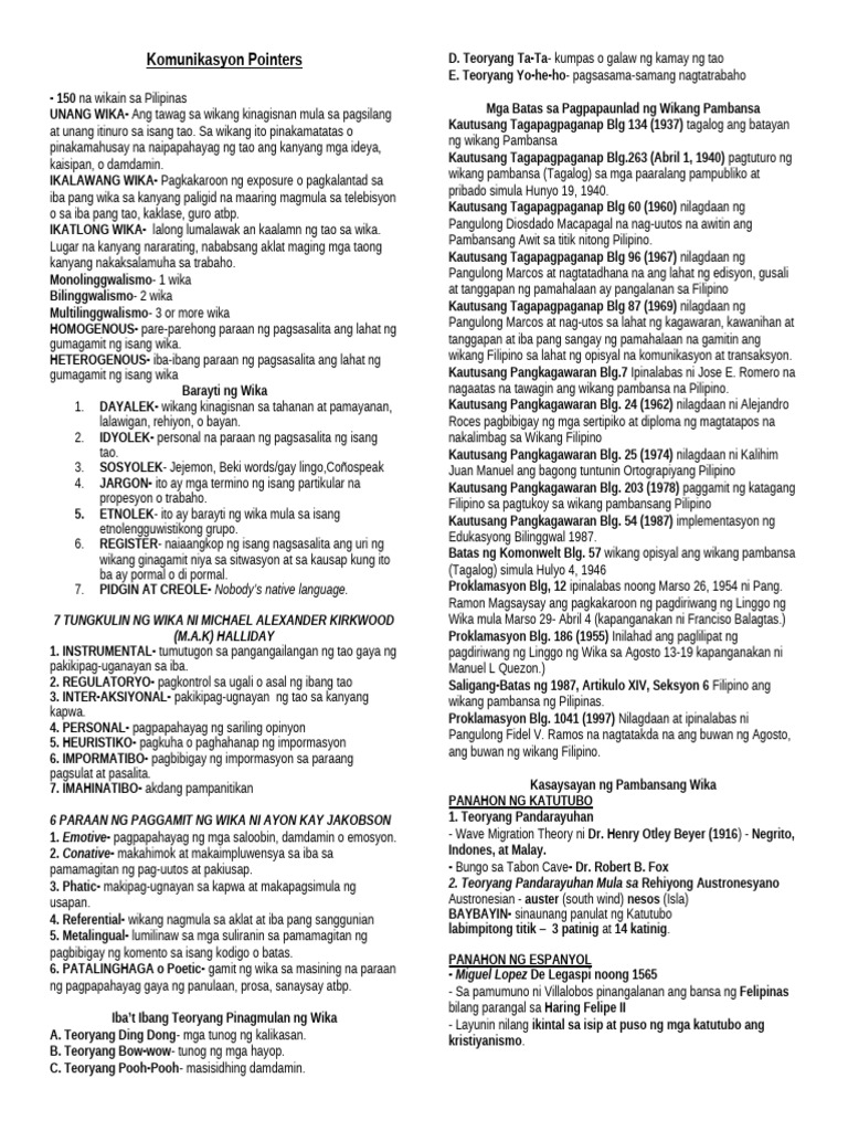 Komunikasyon Oral Pointers | PDF