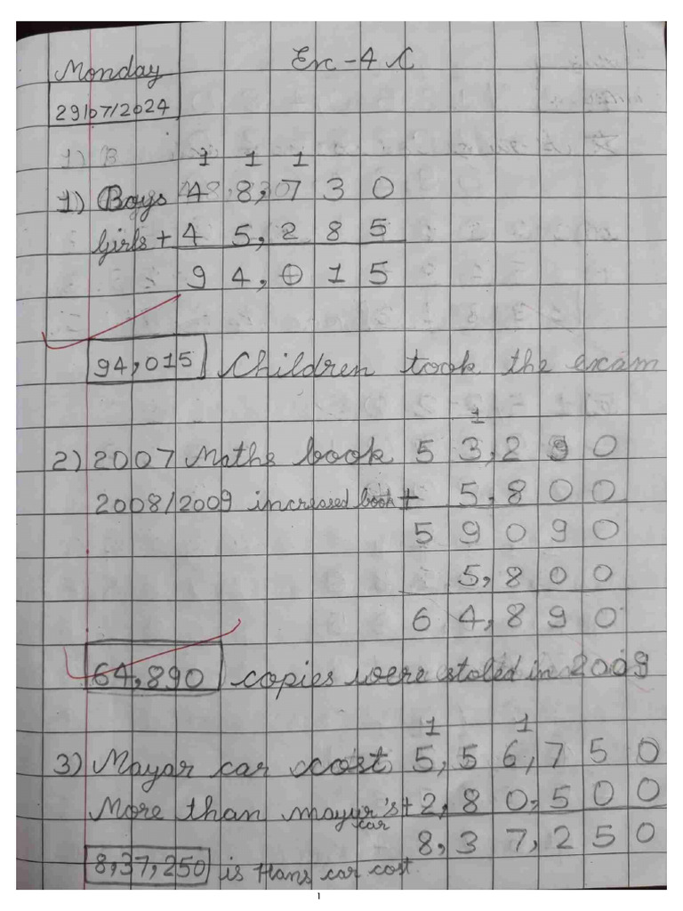 STD-4 Maths C.W. | PDF