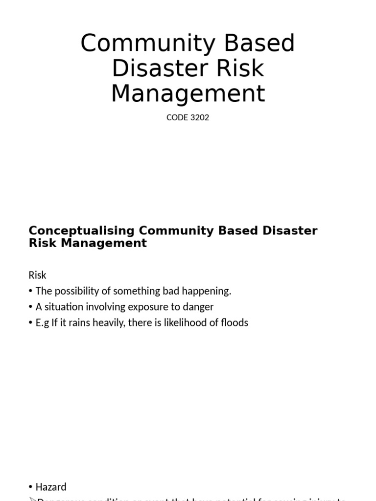 CODE 3203 - Community Based Disaster Risk Management | PDF