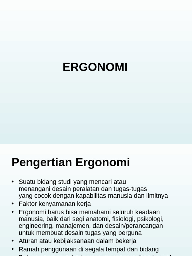 Ergonomi, Workflow, Suhu, Cahaya | PDF