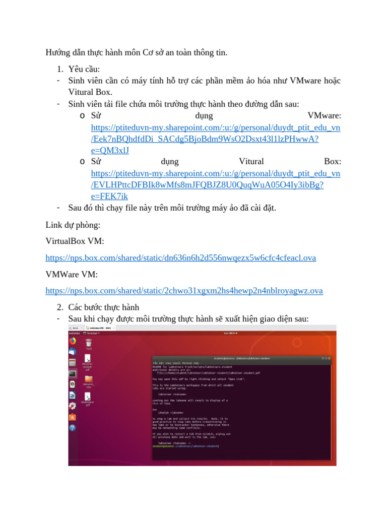 Hướng dẫn thực hành môn CSATTT | PDF