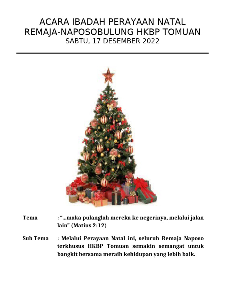 Acara Natal RENA HKBP Tomuan | PDF