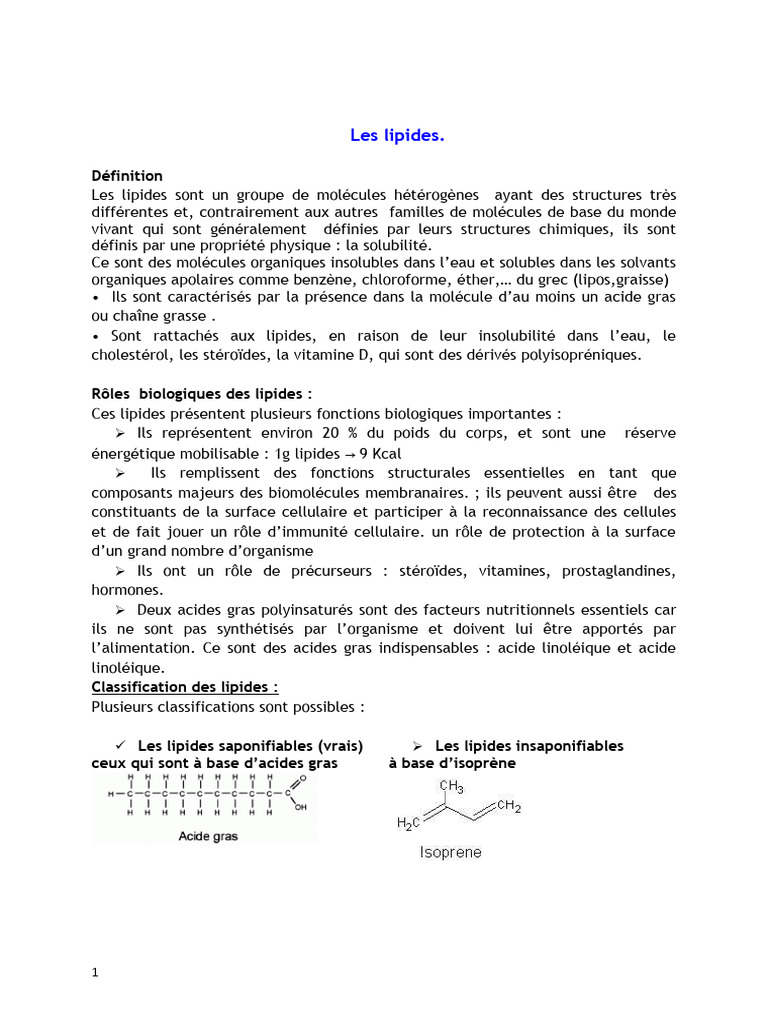 Biochimie S.cours 2.lipides.p | PDF