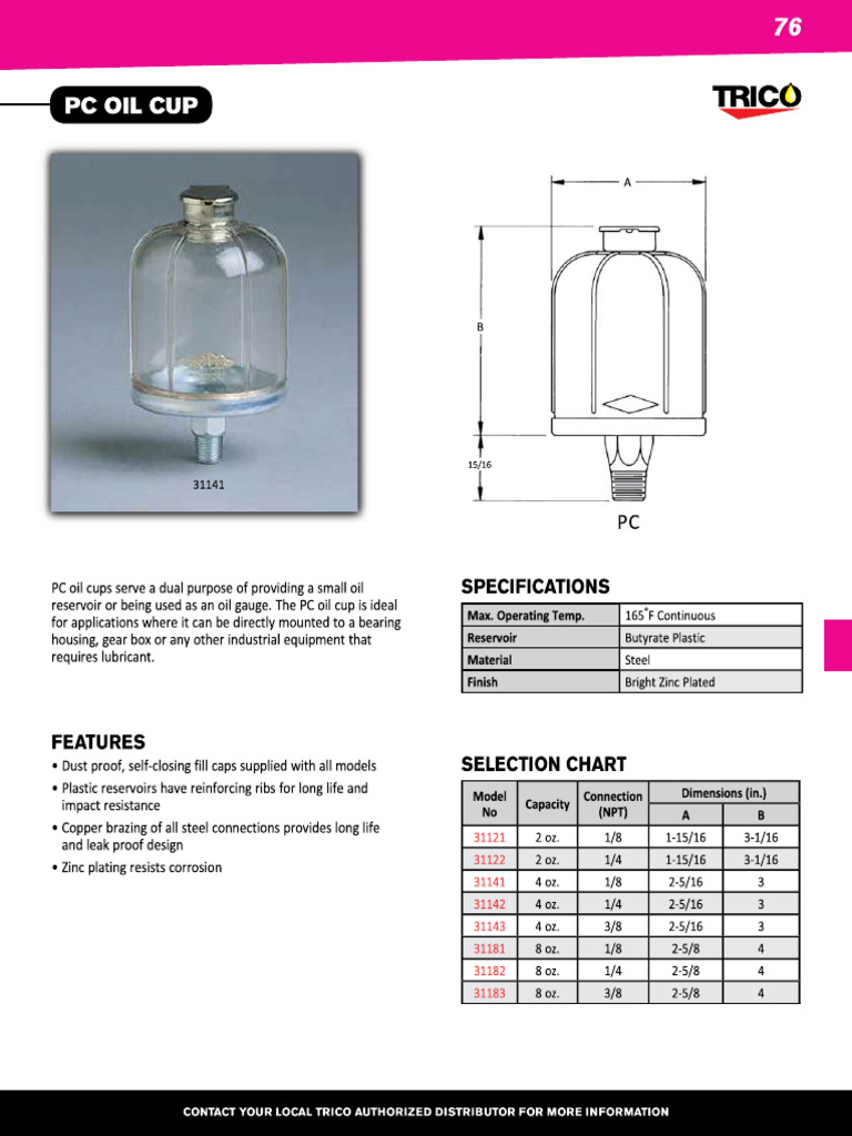 PC OIL CUP Trico | PDF