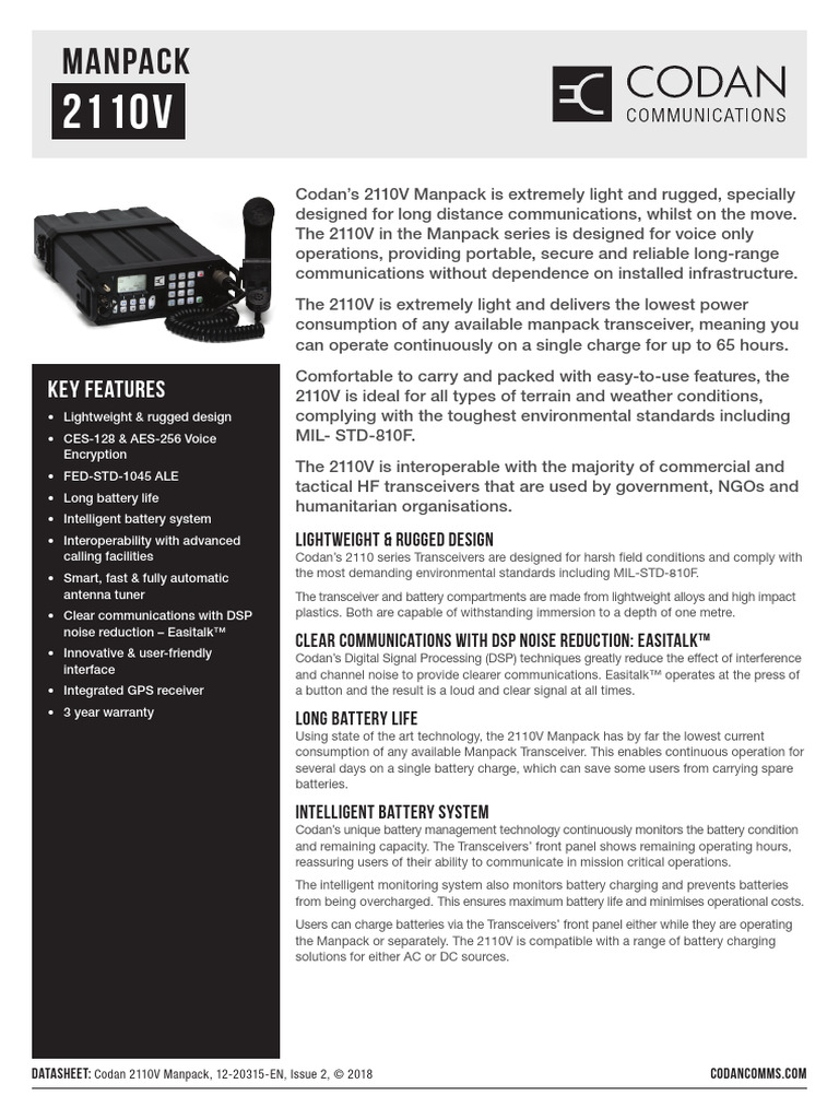 Codan_12-20315-EN-2_2110V-Manpack | PDF