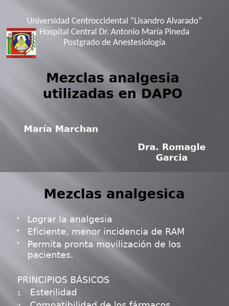 Mezcla Analgesicas Dapo | PDF | Medical Treatments | Pain