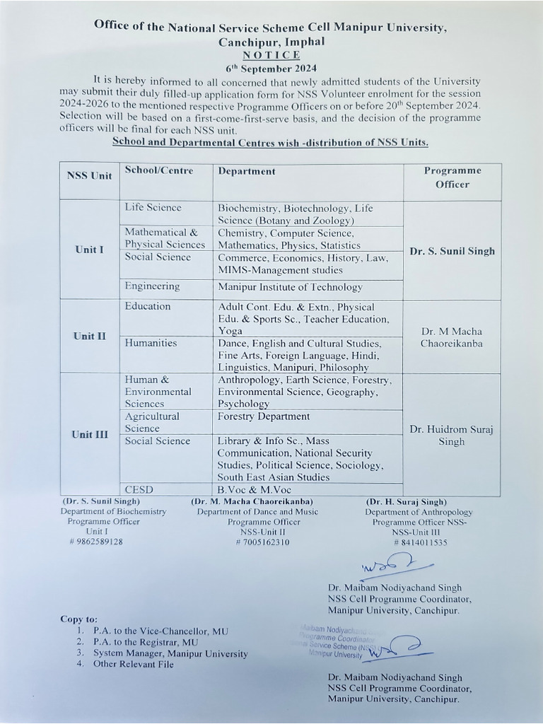 NSS Enrolment Notice 2024-26 | PDF