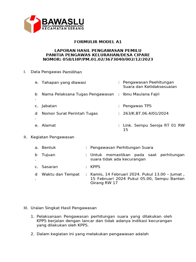 Form A4 - TPS 55 - Ibnu Maulana Fajri | PDF