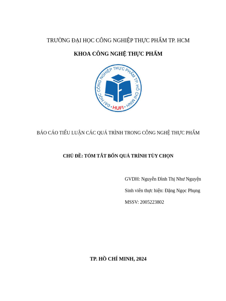 Bai Tieu Luan Cac Qua Trinh Trong CNTP | PDF