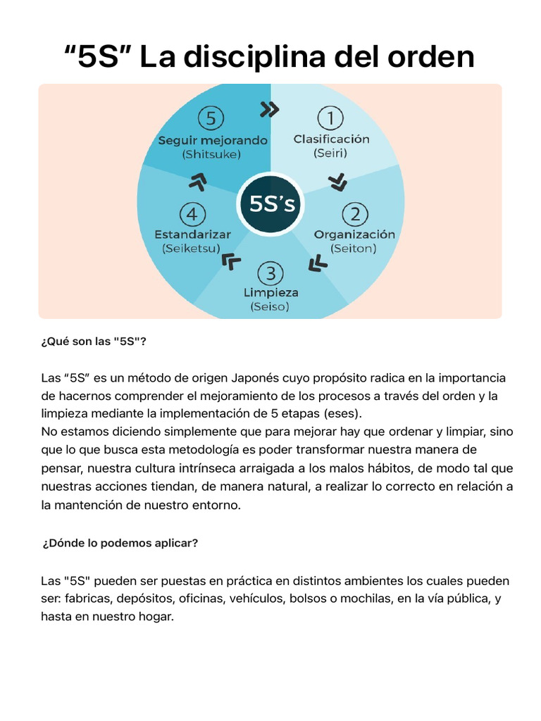 "5S" La Disciplina Del Orden | PDF | Crecimiento personal y profesional ...