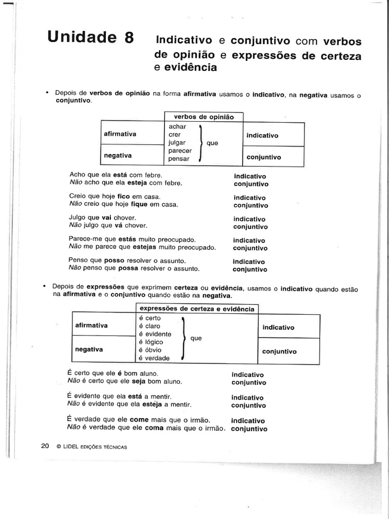 Indicativo e Conjuntivo Con Verbos de Opiniao | PDF