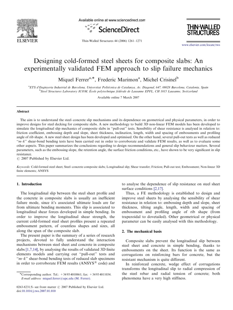 Designing Cold-Formed Steel Sheets For Composite Slabs | PDF