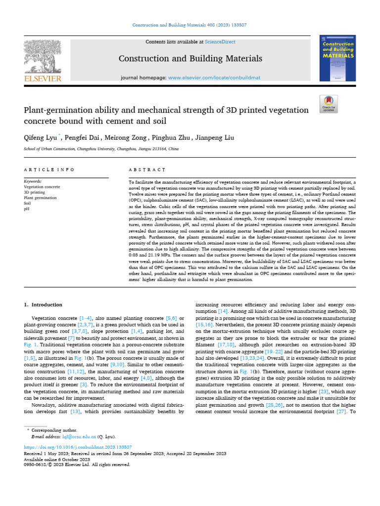 Plant-Germination Ability and Mechanical Strength of 3D Printed ...
