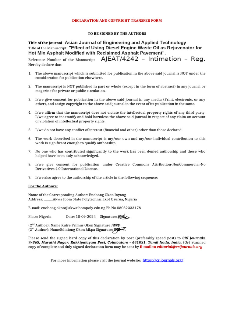Copyright Form | PDF