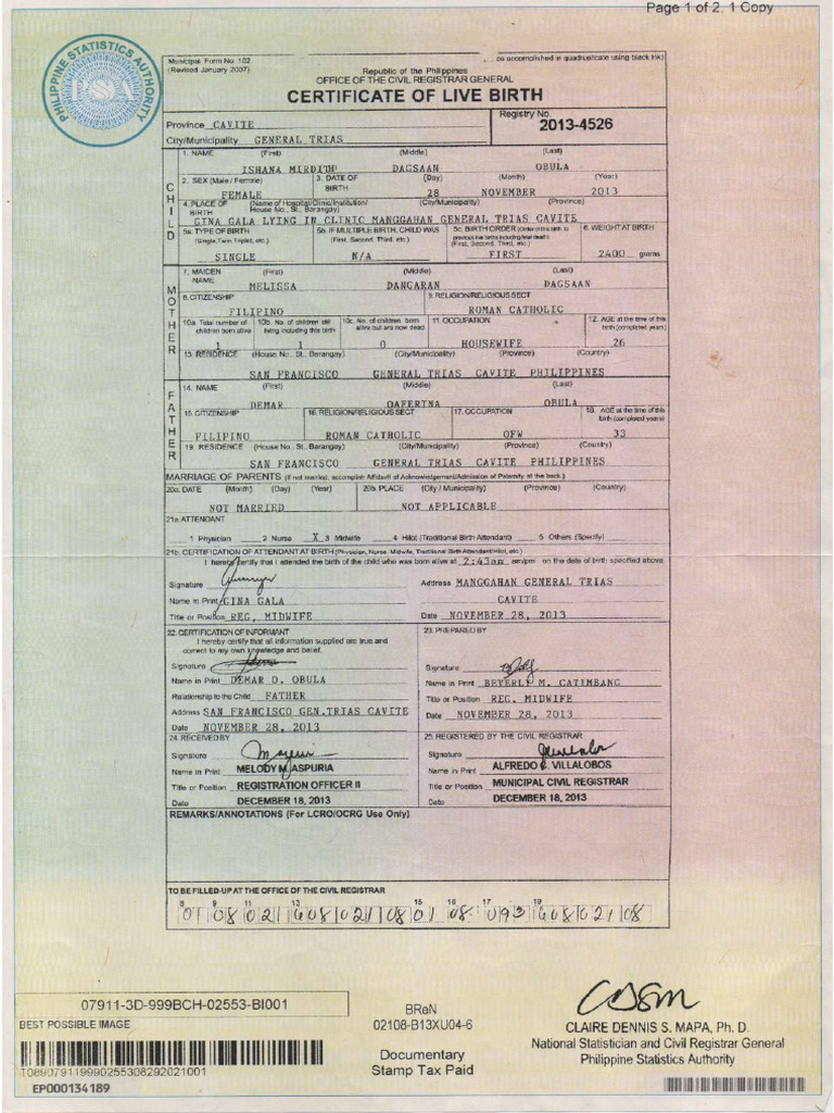 Ishana Birth Cert | PDF
