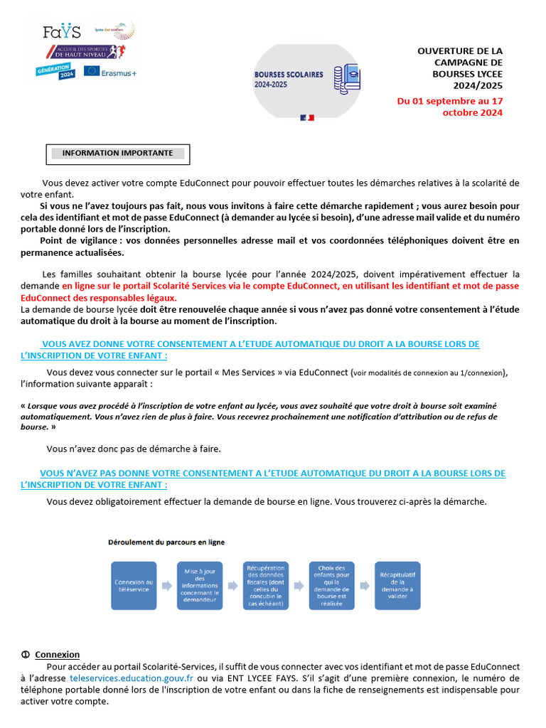 Guide Procédure Bourses 2024 2025 | PDF