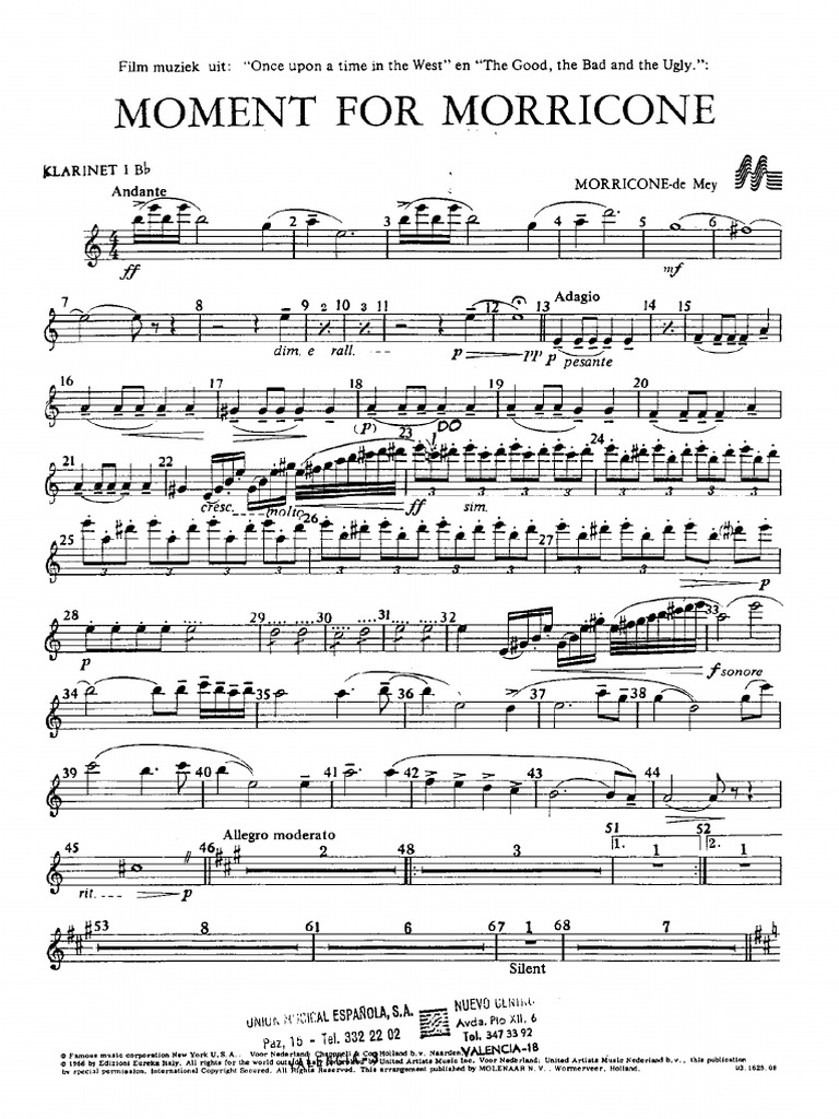 CLARINETE 1 Moment For Morricone | PDF