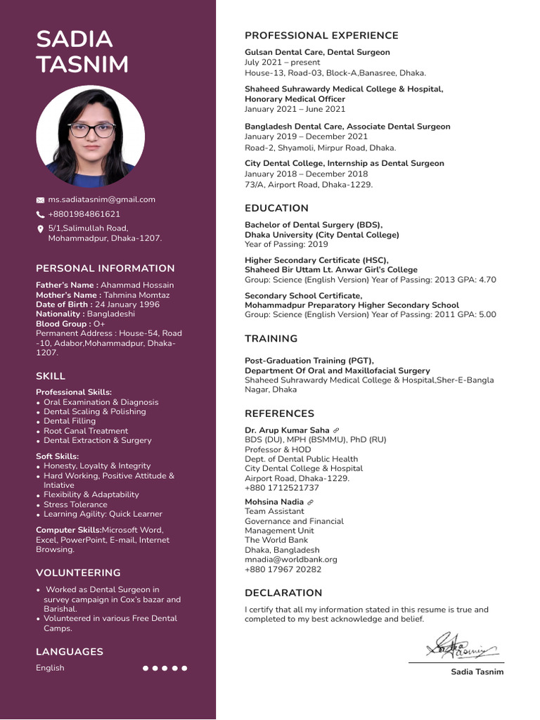 SADIA TASNIM FlowCV Resume 20231118 | PDF