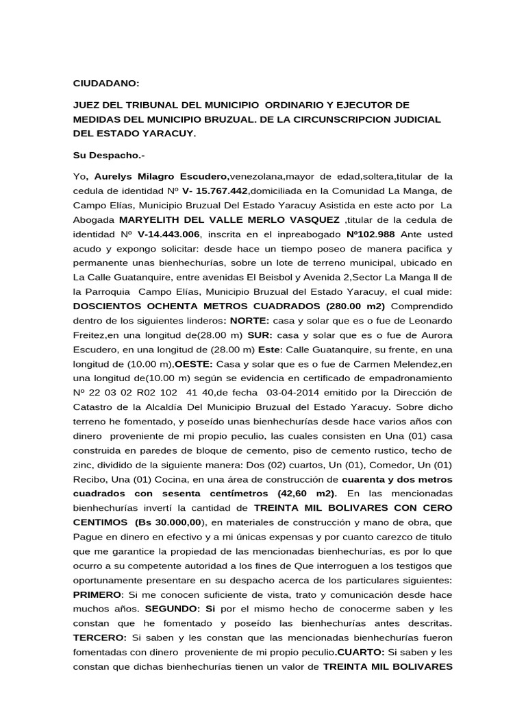 Titulo Supletorio Aurelys Milagro Escudero | PDF | Derecho | Hogar ...