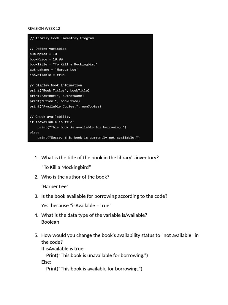 Revision Week 12 - Y9 | PDF
