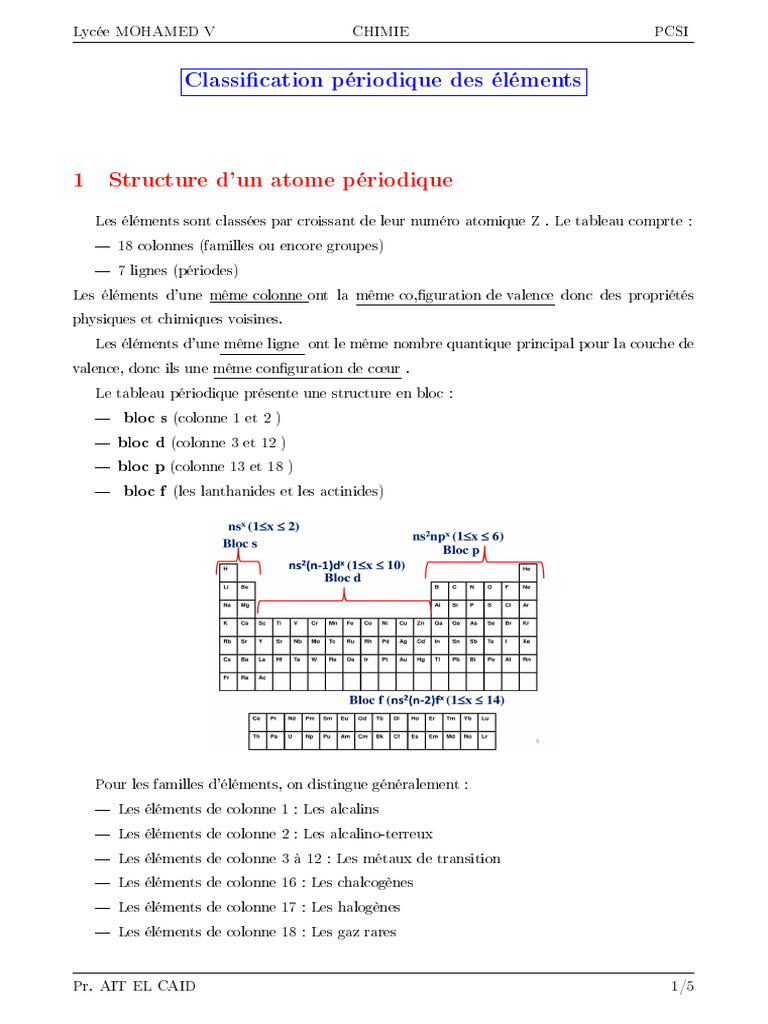 Cours Structure électronique de l’atome 2 | PDF
