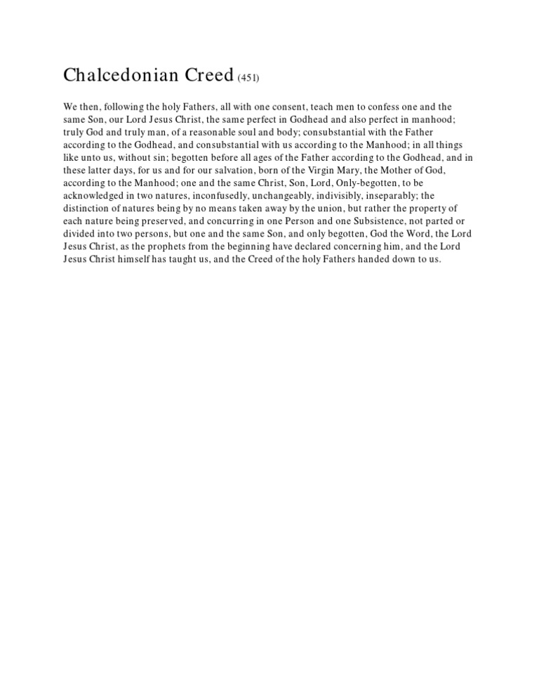 451 - Chalcedonian Creed | PDF