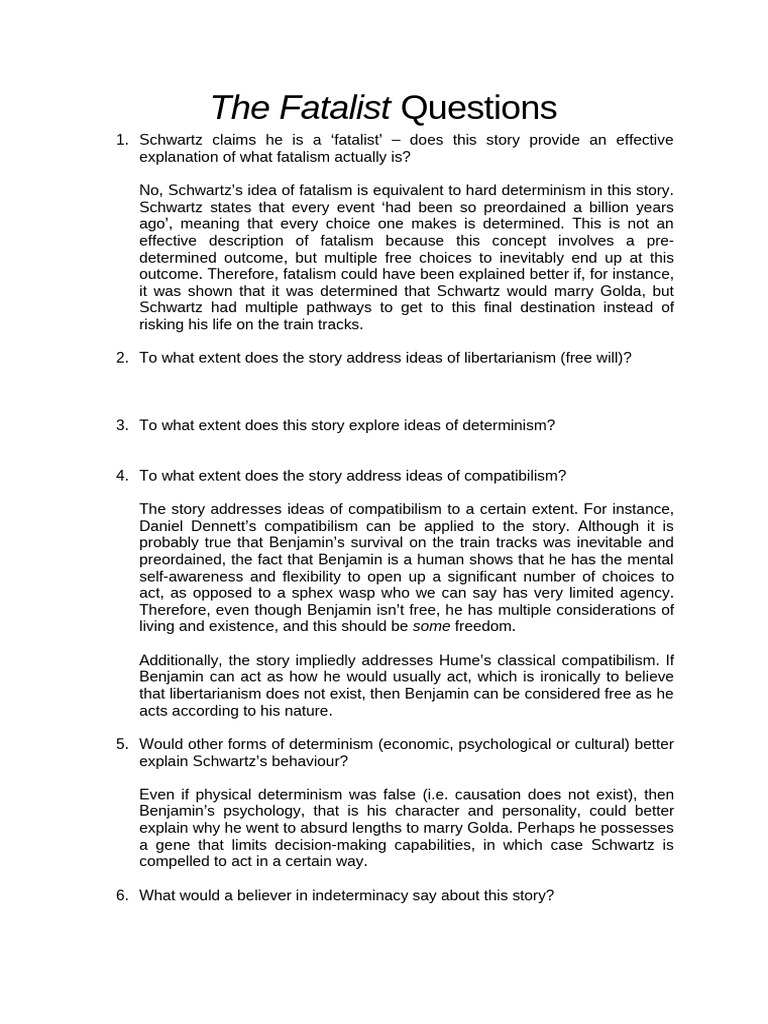 The Fatalist Questions | PDF