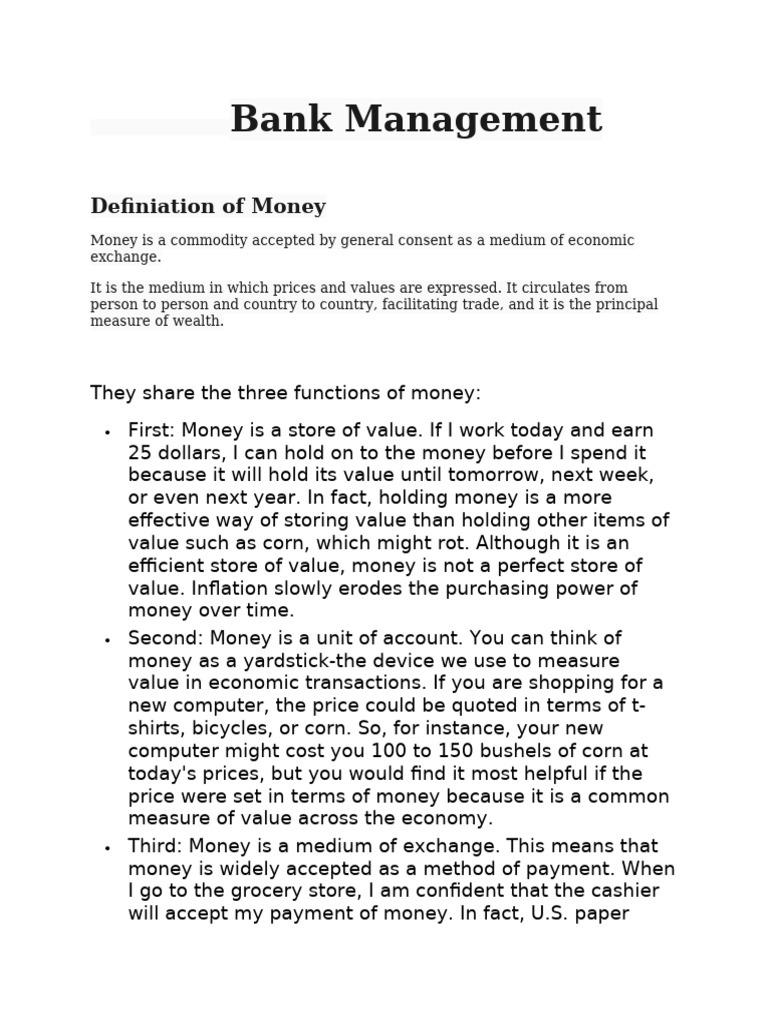 Bank Management | PDF | Money | Finance & Money Management