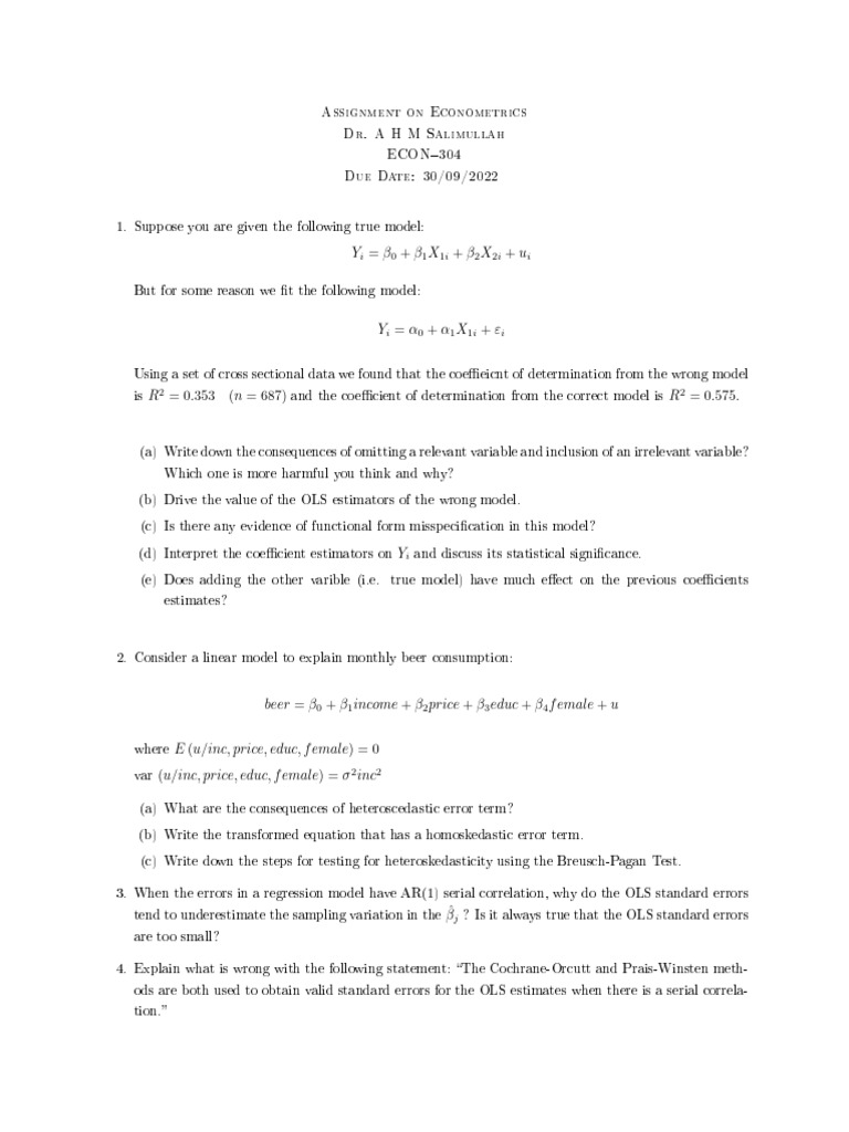 Econometrics Assignment | PDF