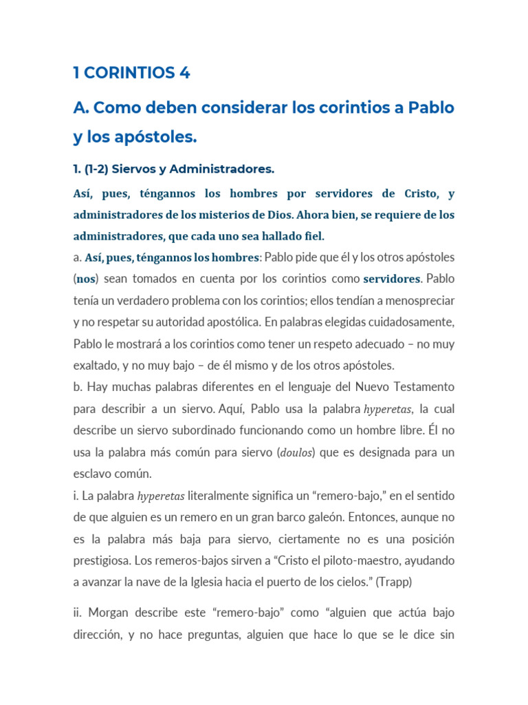 1 CORINTIOS 4 | PDF