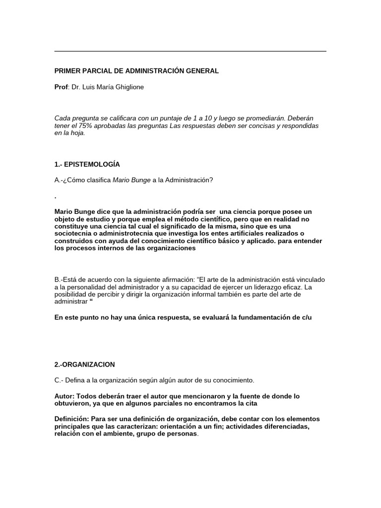 Primer Parcial de Administración General | PDF