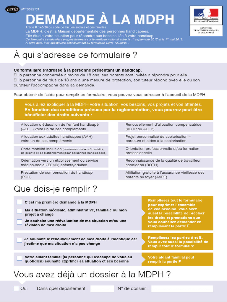 Formulaire de Demande - MDPH | PDF