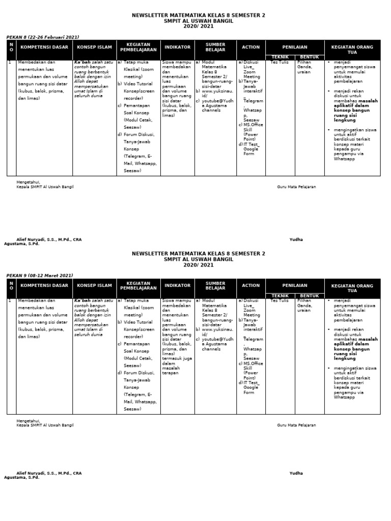 NEWSLETTER_MTK_8_Perpekan | PDF