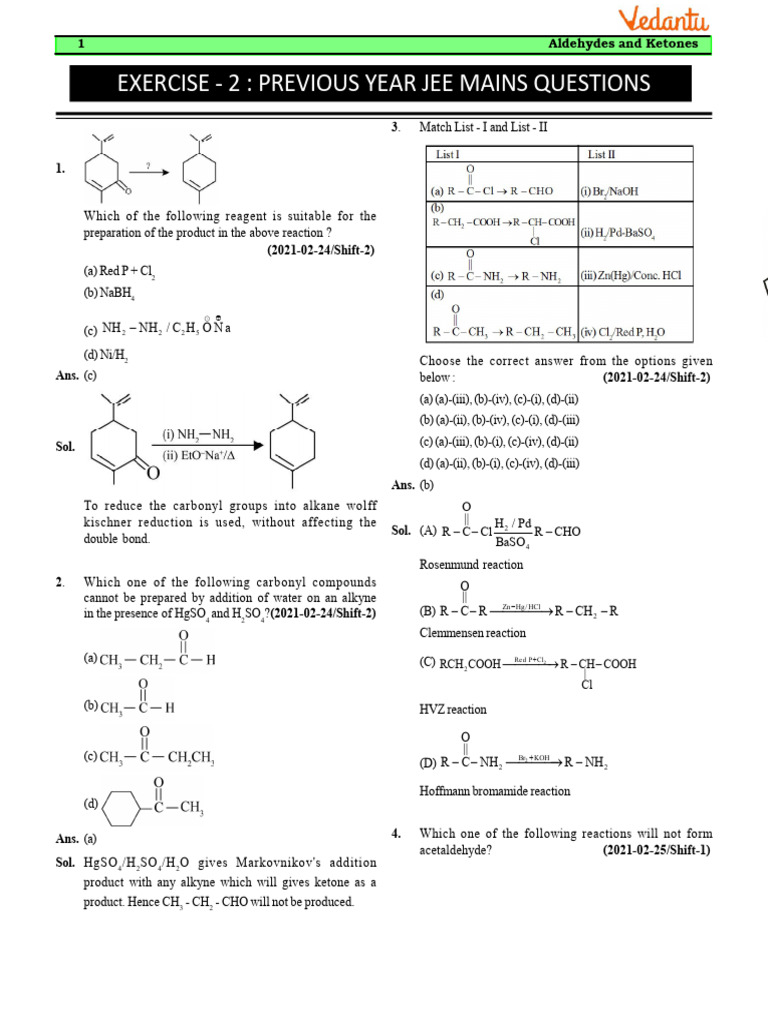 Aldehydes & Ketones Exercise-2 | PDF