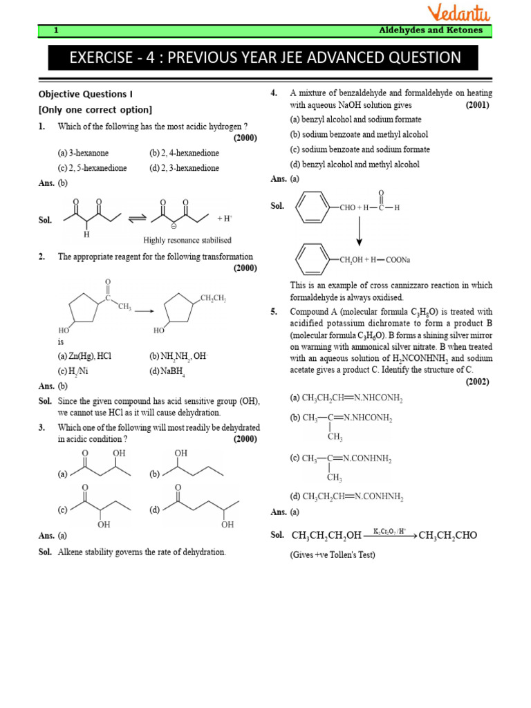 Aldehydes & Ketones Exercise-4 | PDF