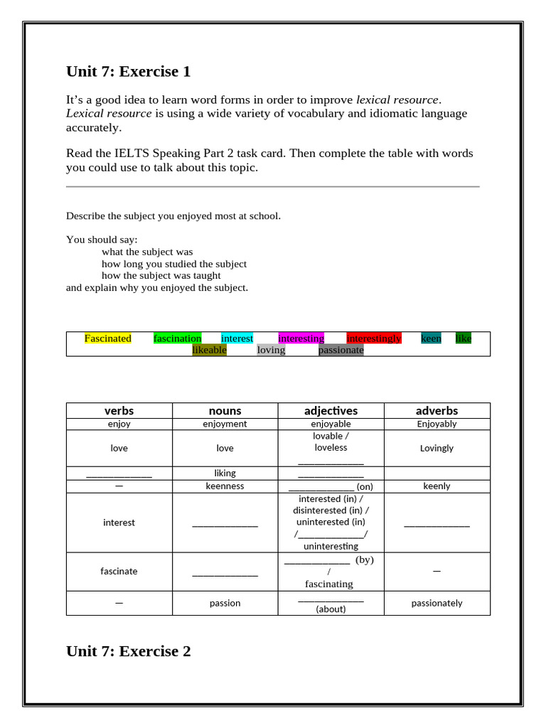 Unit 7 - Speaking | PDF