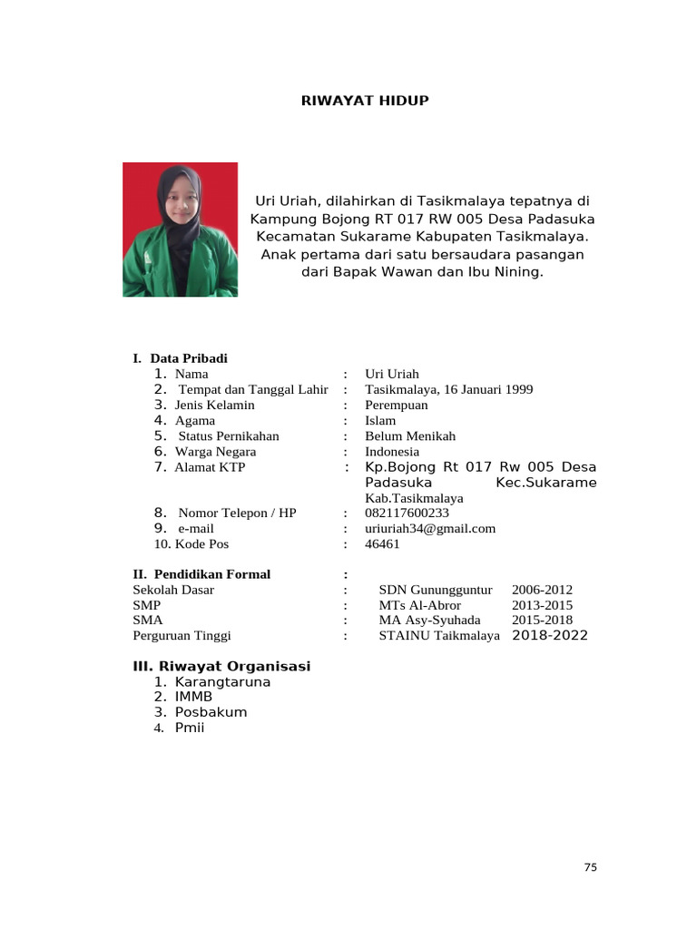 Daftar Riwayat | PDF